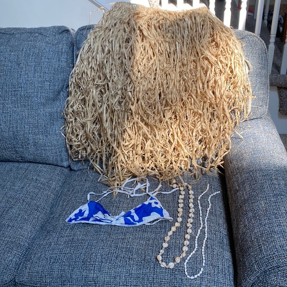 Holiday | Sale Vtg Hawaiian Hula Costume Grass Skirt Bra Top 2 Shell ...